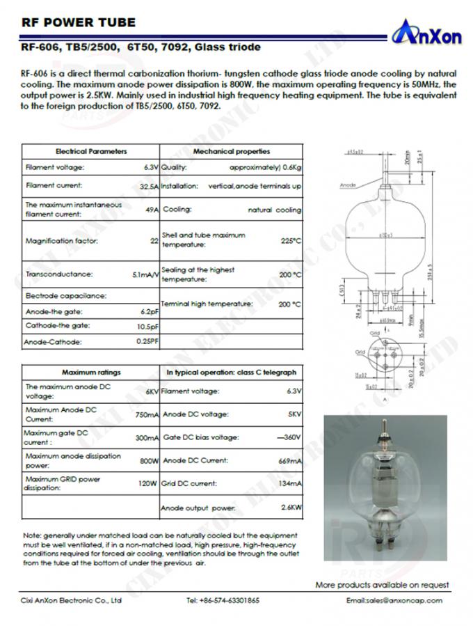 AnXon Oscillation Tube TB5-2500 Glass Triode China Original Vacuum Tube